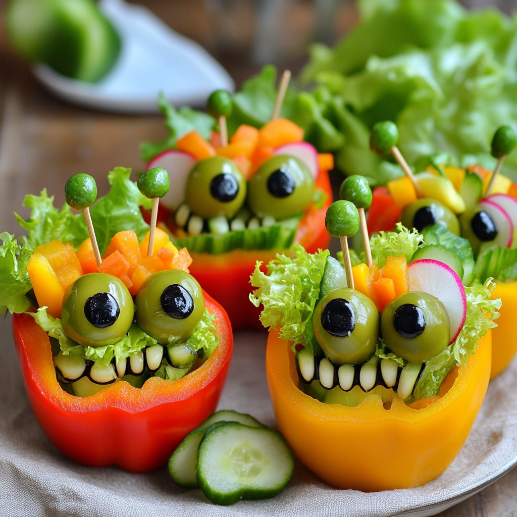 Monster Bell Pepper Salad Cups